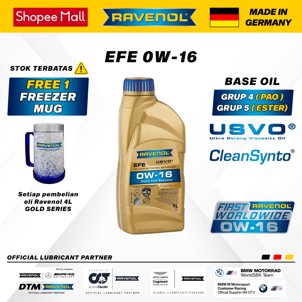 Jual OLI RAVENOL EFE 0W-16 1 LITERAN "MADE IN GERMANY" | Shopee Indonesia