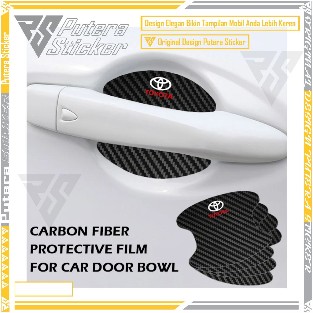Jual 4 pecs stiker carbon 3D sticker pengaman gagang pintu mobil toyota ...