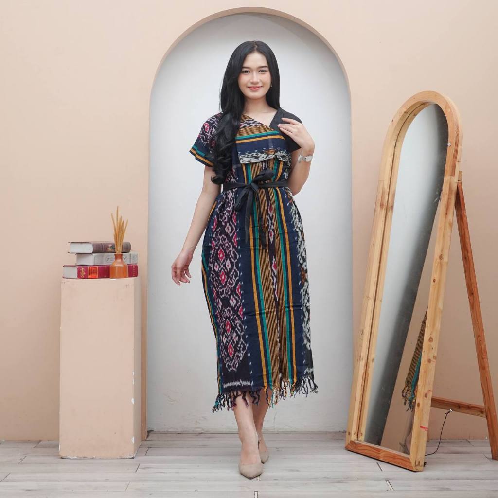 Jual DRESS AURORA TENUN IKAT ASLI SONGKET DRESS ETNIK DRESS KONDANGAN DRESS SONGKET KIMONIK ...