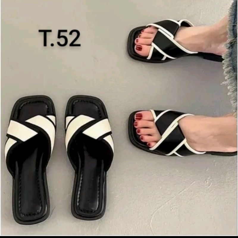 Jual SANDAL TEPLEK WANITA TALI SILANG T52 | Shopee Indonesia