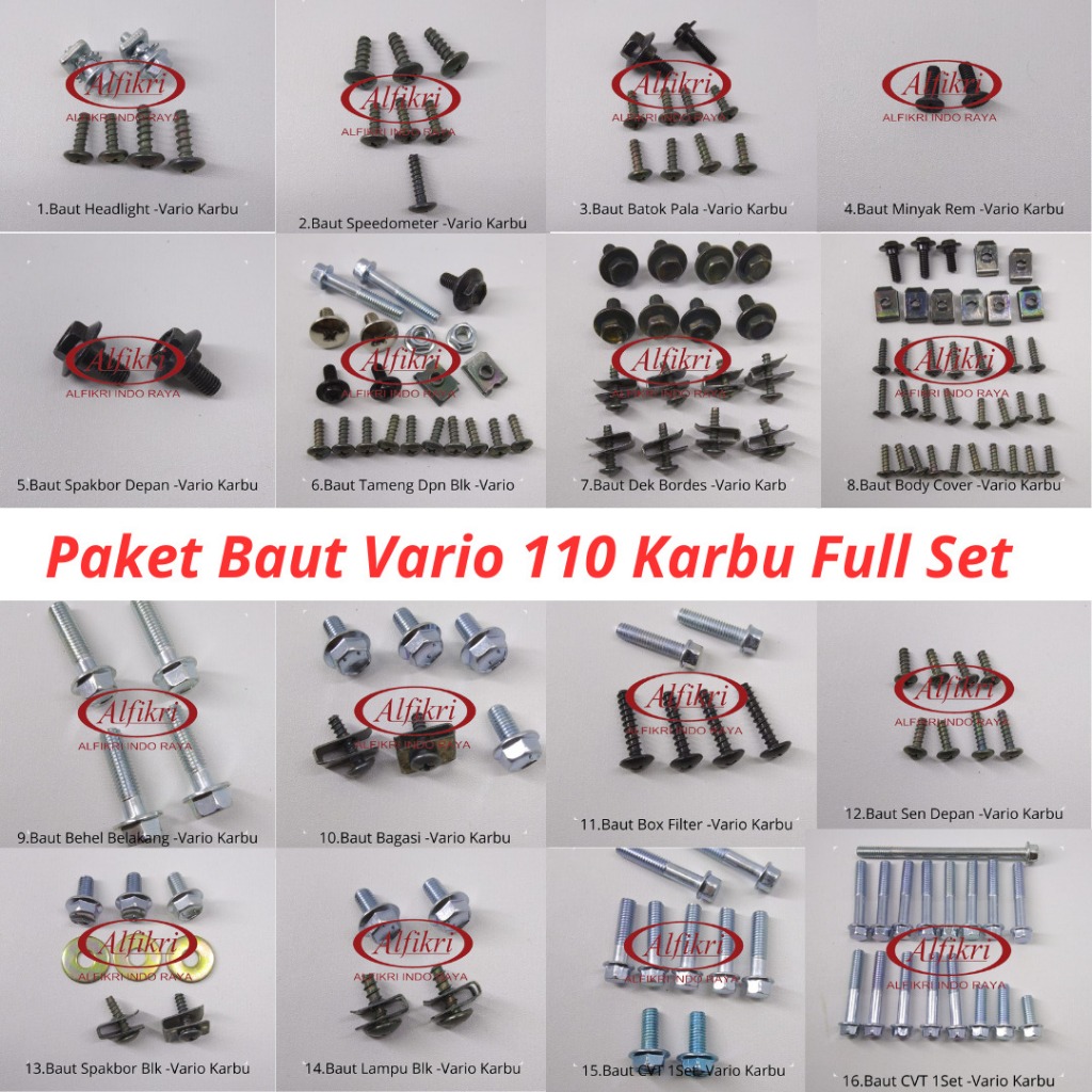 Jual 5 Vario 110 Karbu Full Set / Baut Honda Vario 110 Karbu Vario Lama ...