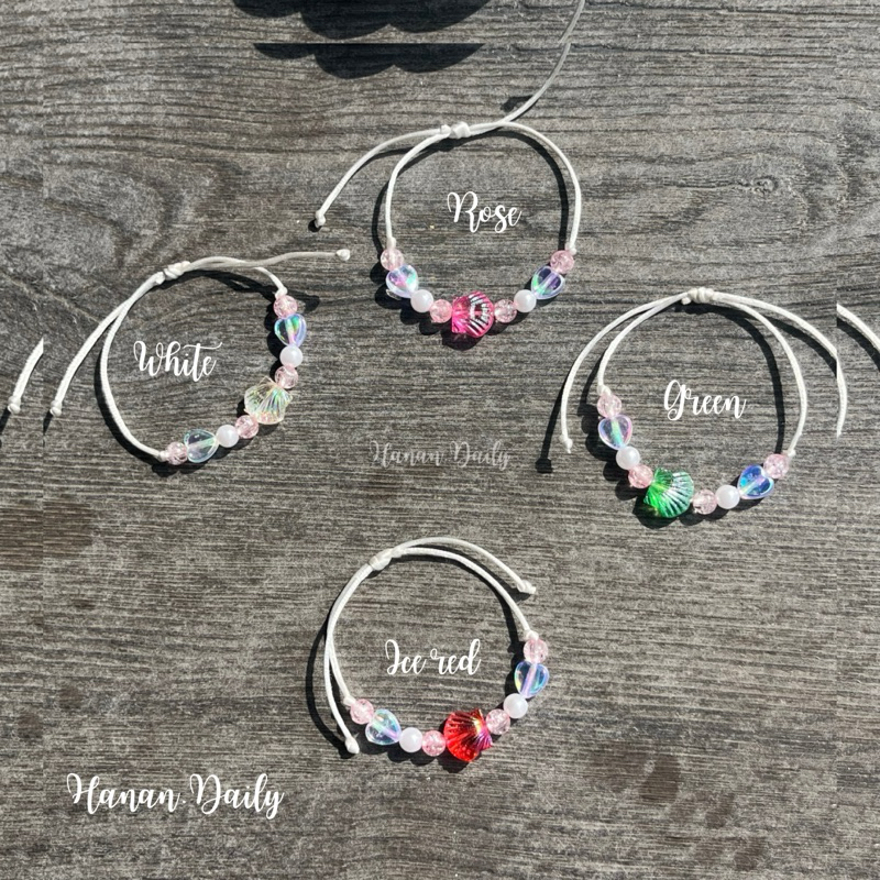 Jual (07) Gelang Manik kerang Raibow | Gelang Kerang Single Slide White ...