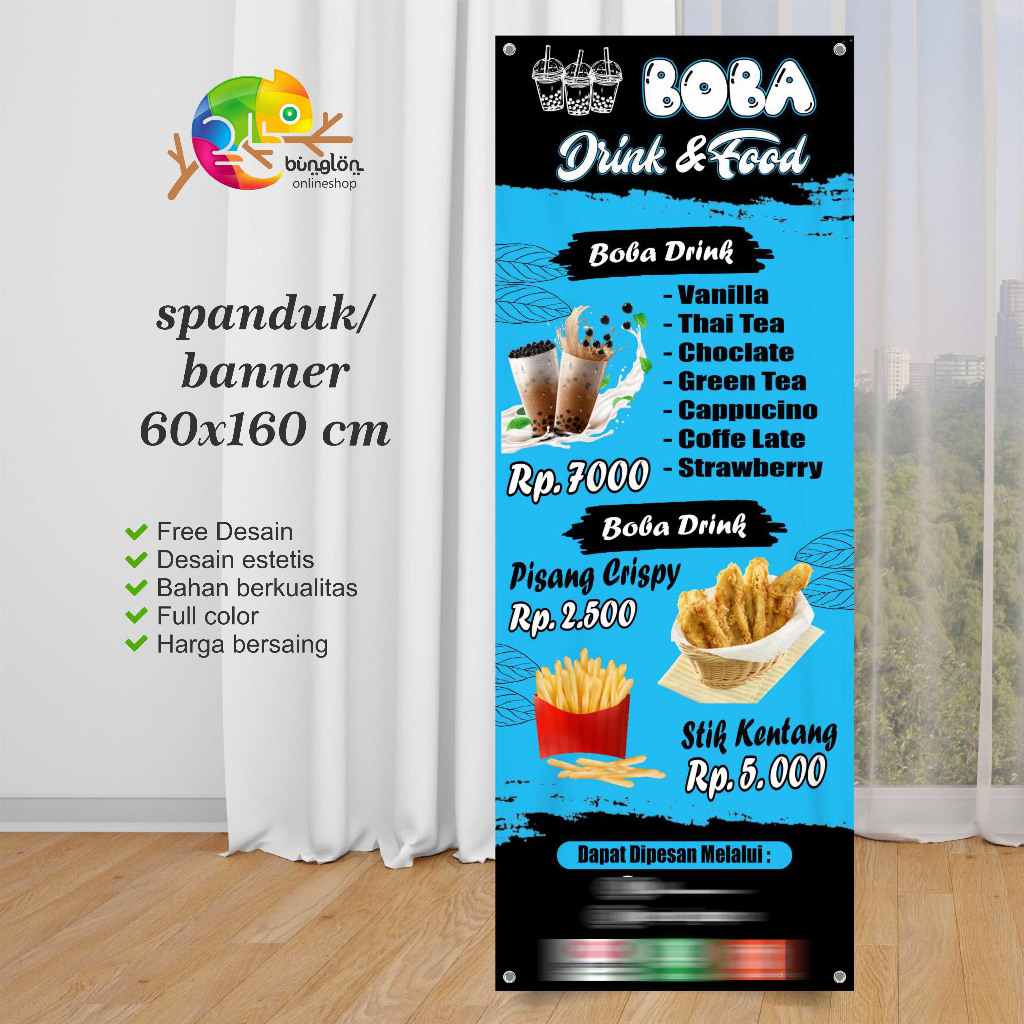 Jual Spanduk Banner 60x160 Boba Drink & Food Custom Desain | Shopee ...