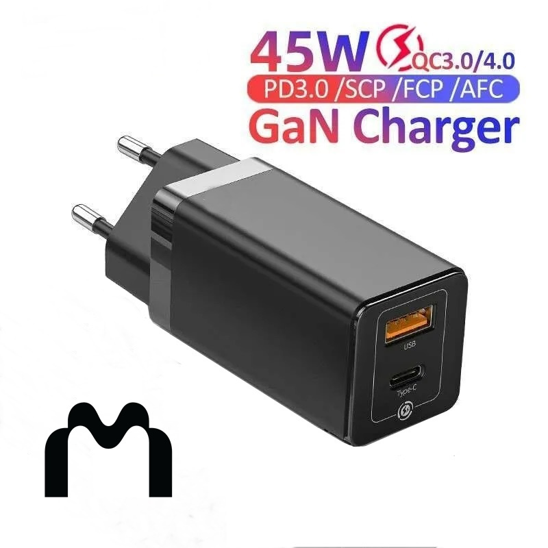 Jual Mediatech Mini Travel Charger 45W 1C + 1A GaN PD Fast Charger ...