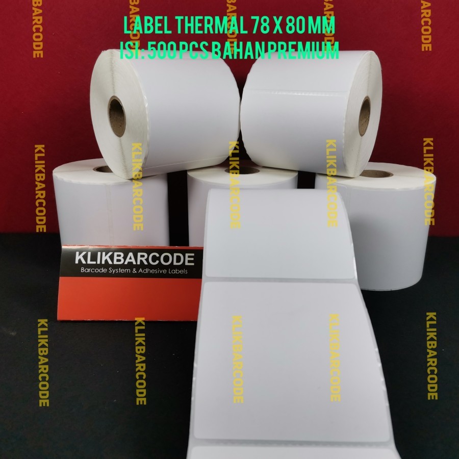 Jual KERTAS THERMAL STICKER LABEL PRINTER BARCODE 78 X 80 MM - 500 PCS ...