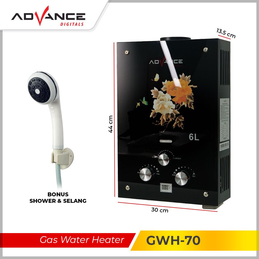 Jual ADVANCE WATER HEATER GAS KAPASITAS 6 LITER GWH-70 // Pemanas Air Digital ADVANCE GWH-70 ...