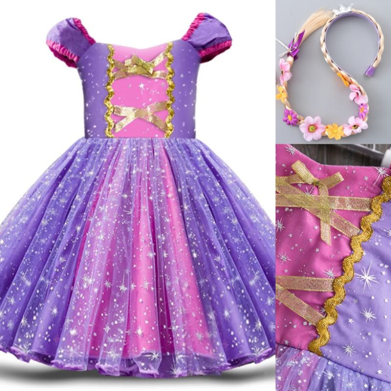 Jual kostum RAPUNZEL + BANDO ungu import gaun casual dress disney ...