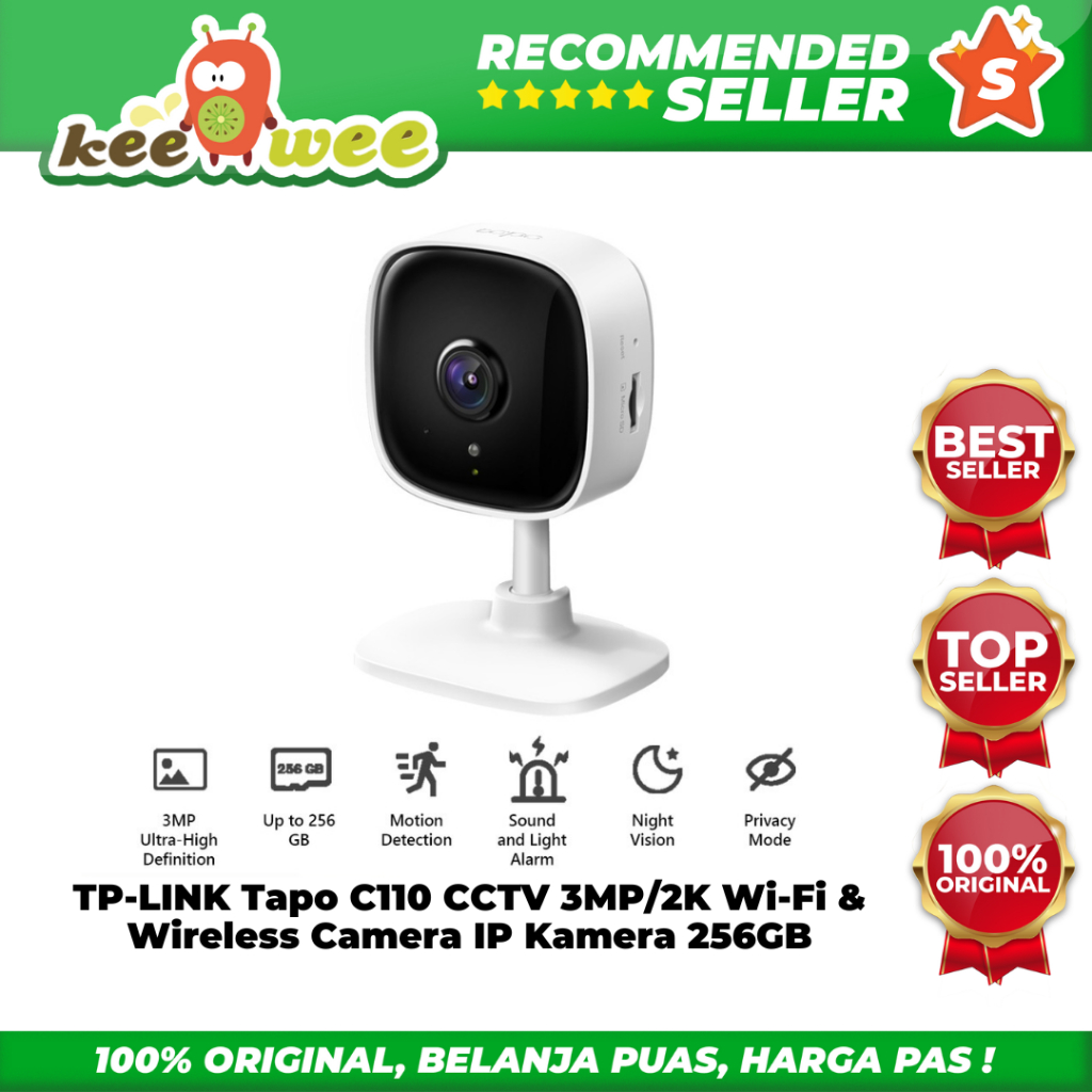 Jual Tp Link Tapo C110 Cctv 3mp 2k Wi Fi And Wireless Camera Ip Kamera 256gb Shopee Indonesia