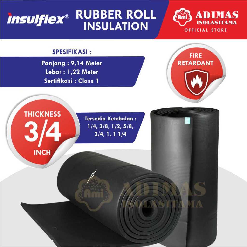 Jual Insulflex Roll Tebal 3/4 Inch Insulasi Bahan Rubber Panjang 9,14 ...