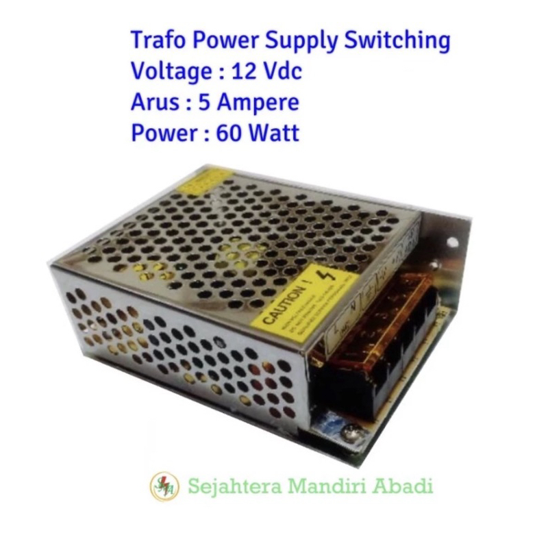 Jual Trafo Power Supply 12Vdc 5 Ampere 60 Watt Jaring Switching ...