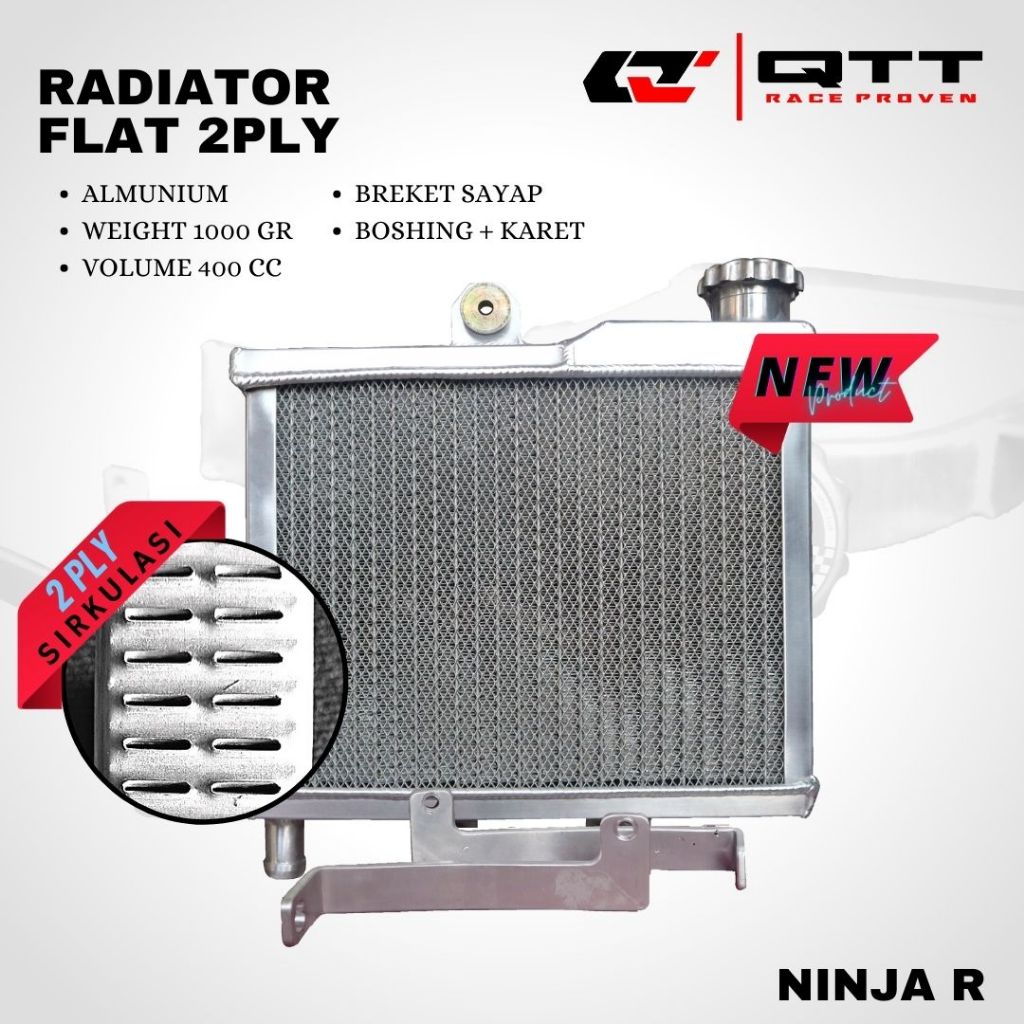 Jual Radiator QTT Ninja R KR SS 150 2 Ply FLAT alumunium | Shopee Indonesia