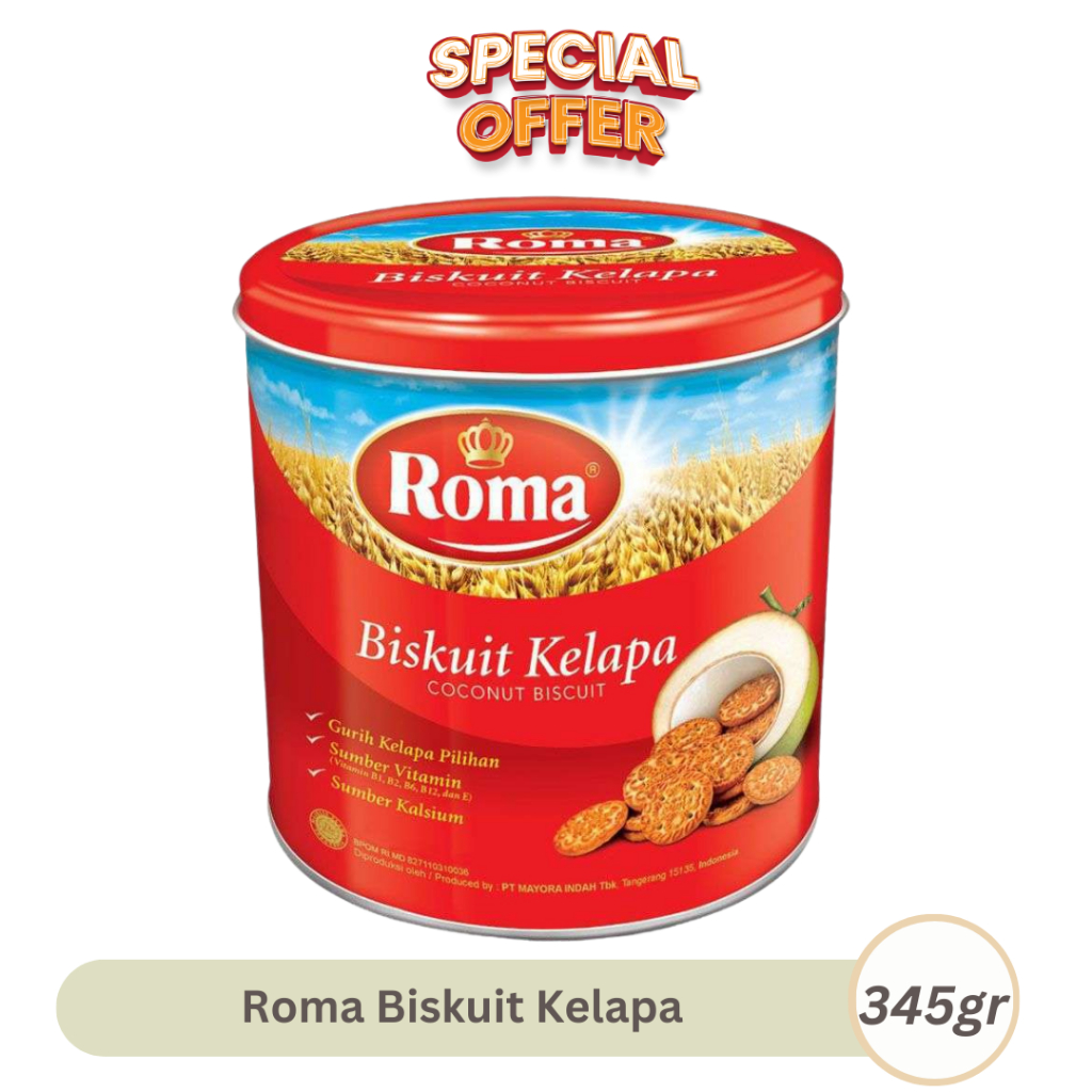 Jual Roma Biskuit Kelapa 345gr Coconut Biscuit Kemasan Kaleng Biscuits ...