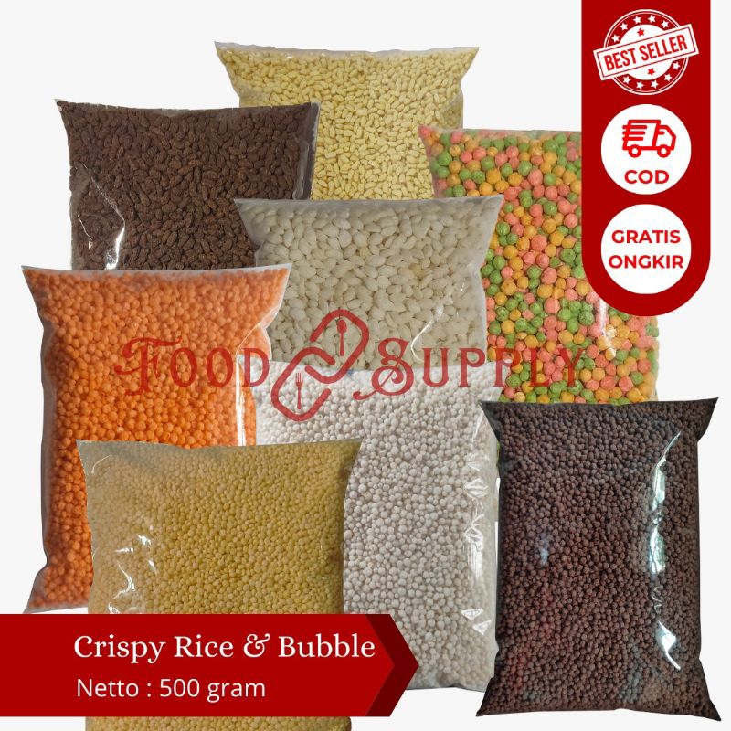 Jual Rice Crispy Crunchy Bubble Crumbs Bulat Lonjong Coklat Putih ...