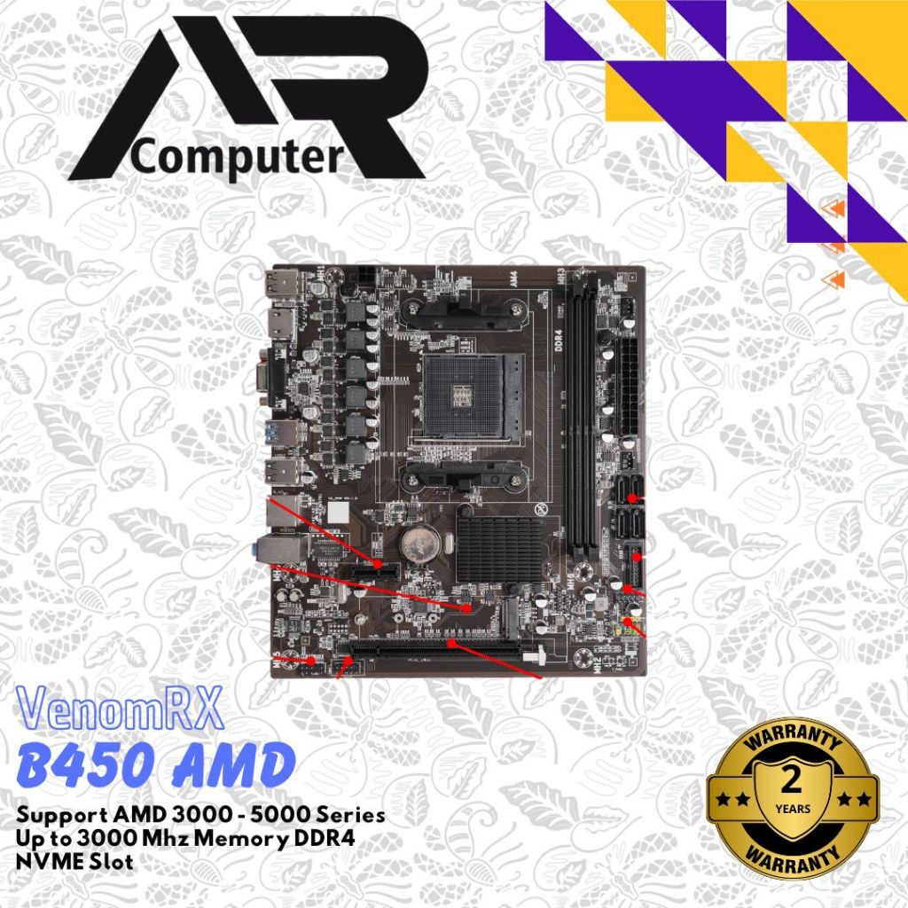 Jual VenomRX B450 Motherboard AMD Chipset AM4 | Shopee Indonesia