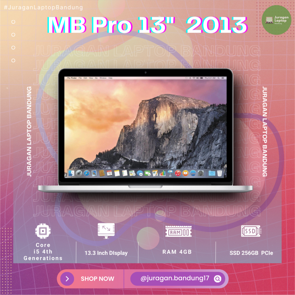 Jual Laptop MB Pro 13" 2013, Core i5 4th Gen, RAM 4GB, SSD 256GB ...