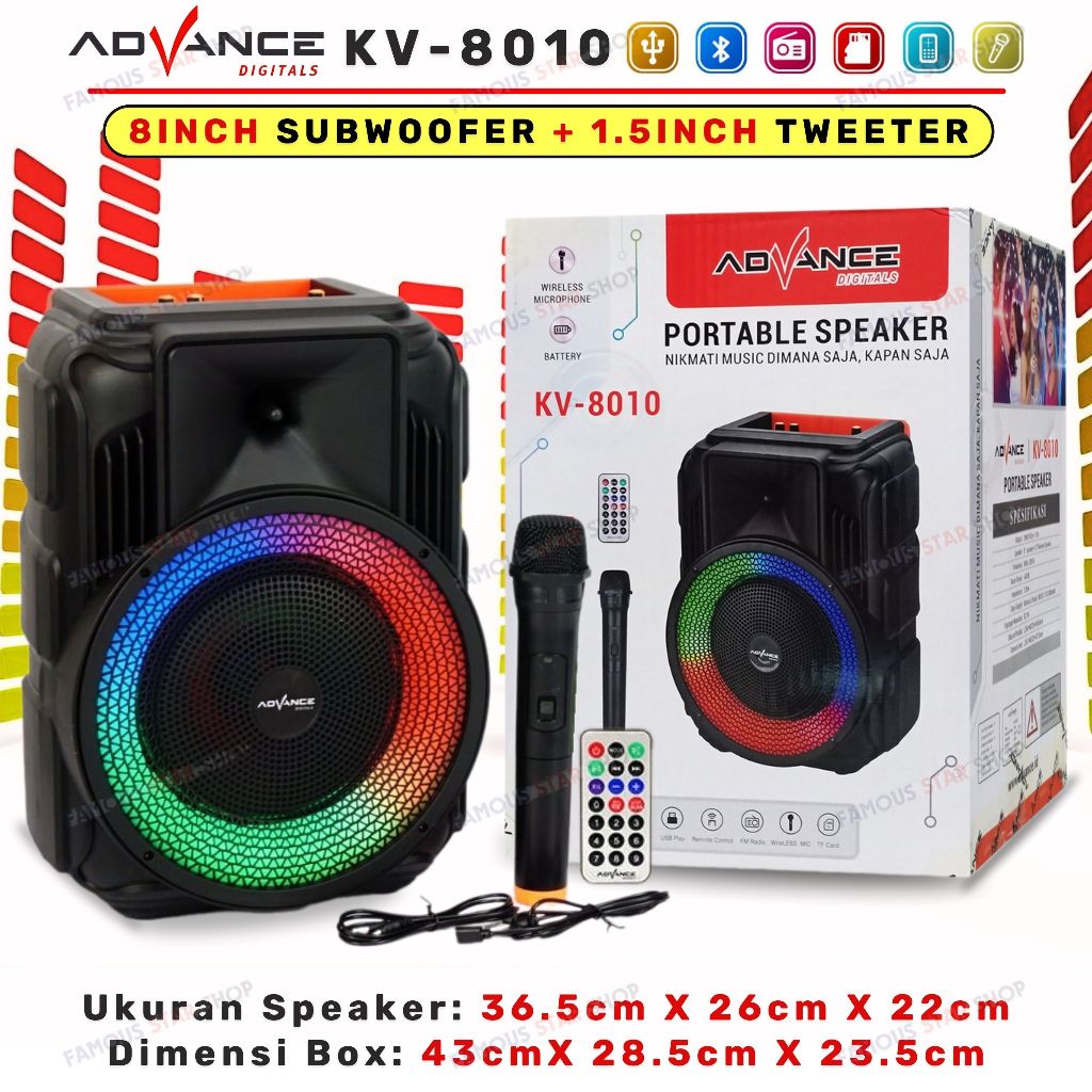 Jual Speaker Bluetooth Portable Subwoofer 8INCH + Tweete 1.5INCH ...