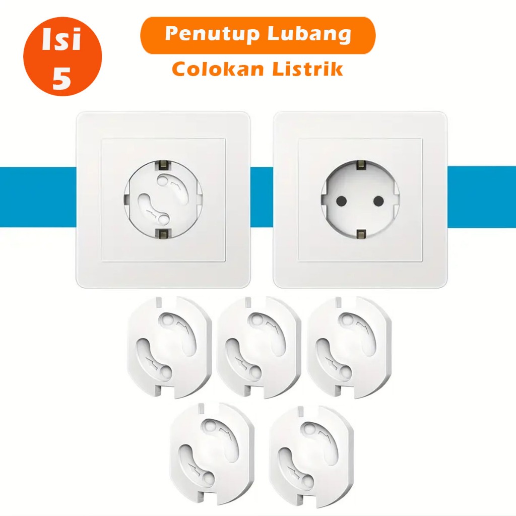 Jual Isi 5 Penutup Lubang Colokan Listrik Otomatis Pelindung Bayi Anak ...