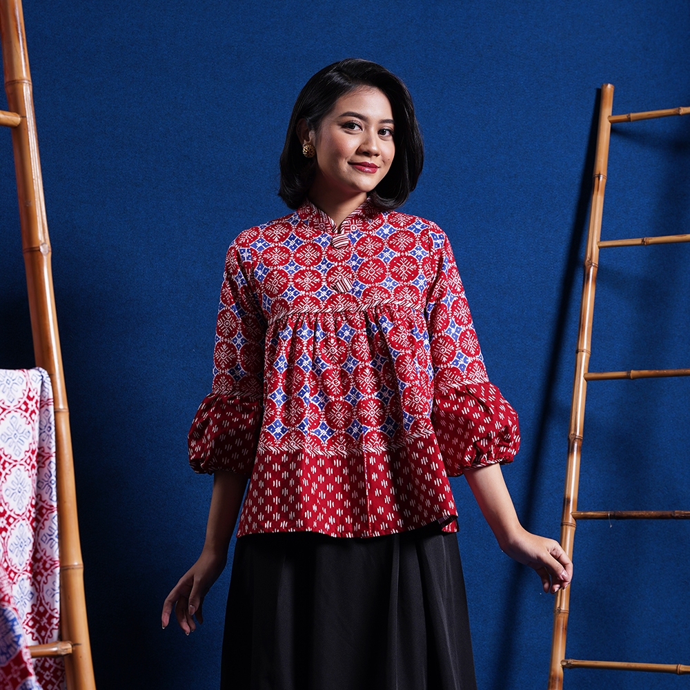 Jual NONA RARA - Kiyomi Jlamprang T2698, Baju kerja blouse batik wanita ...