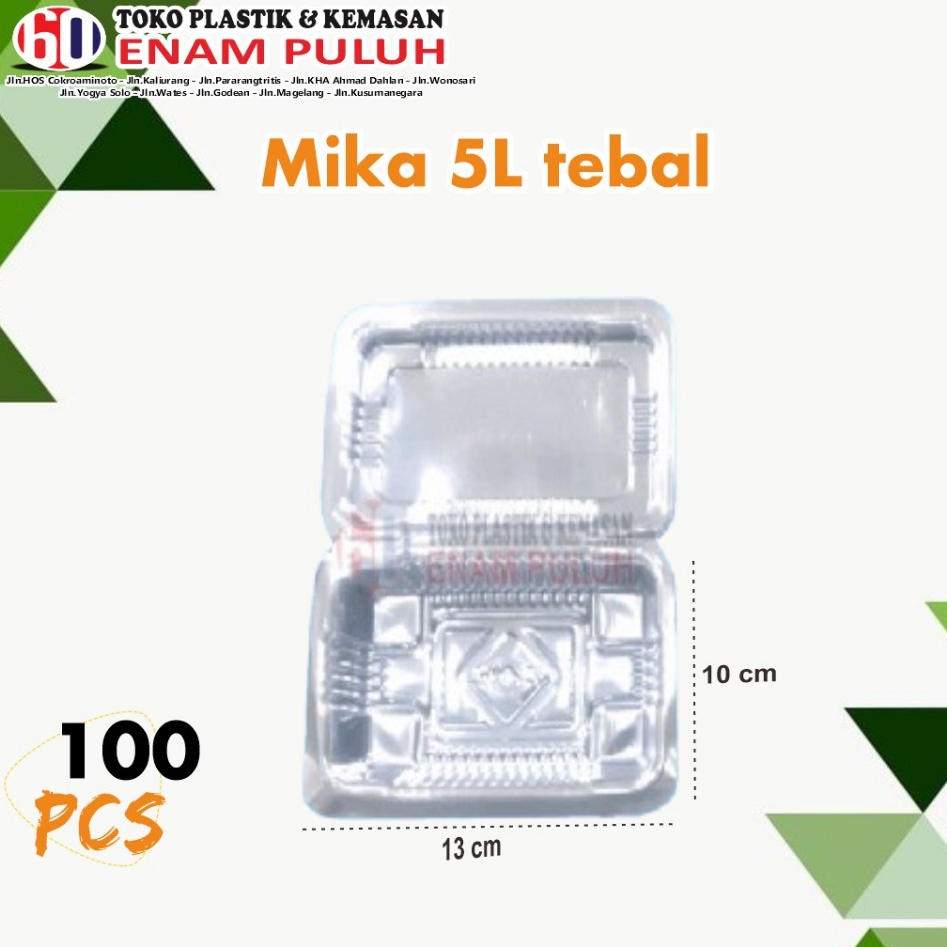 Jual MIKA 5L TEBAL / Plastik Mika Kue / Mika Nasi Kuning Kecil Ukuran 13cmx 10cm / 5L Tebal isi ...