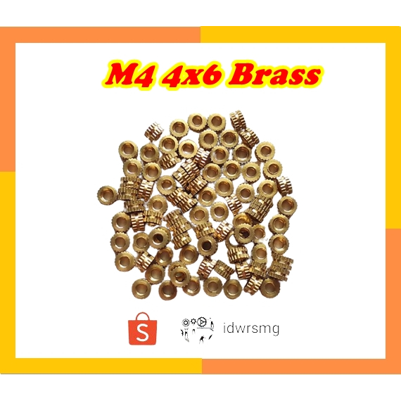 Jual M4 4x6 Brass Knurled Insert Nut Thread 4mm Length 4mm | Shopee Indonesia