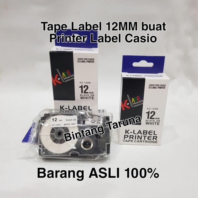 Jual Tape Catridge EZ-Label Printer 12mm KZ-12WE K-Label Label for ...