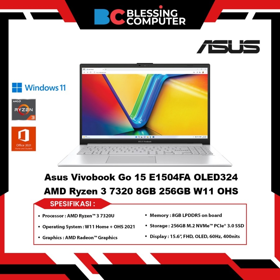 Jual Asus Vivobook Go 15 E1504FA-OLED324 Ryzen 3 7320 8GB 256GB Cool ...