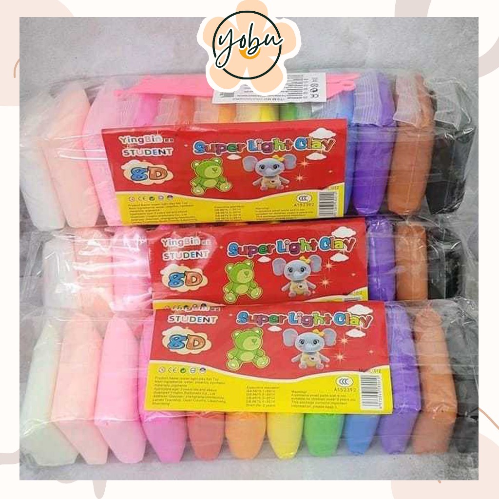Jual Clay Mainan Anak Mainan Edukasi Lilin Polymer Clay isi 12 warna YB ...