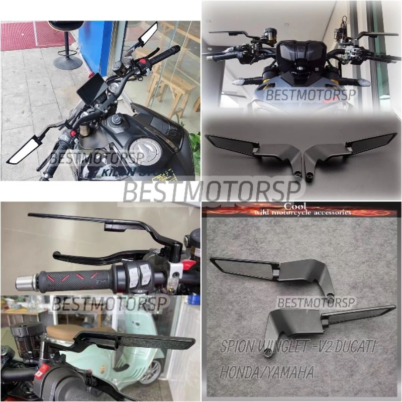 Jual SPION WINGLET V2 V3-DUCATI KACA BENING CEMBUNG HONDA/YAMAHA ...