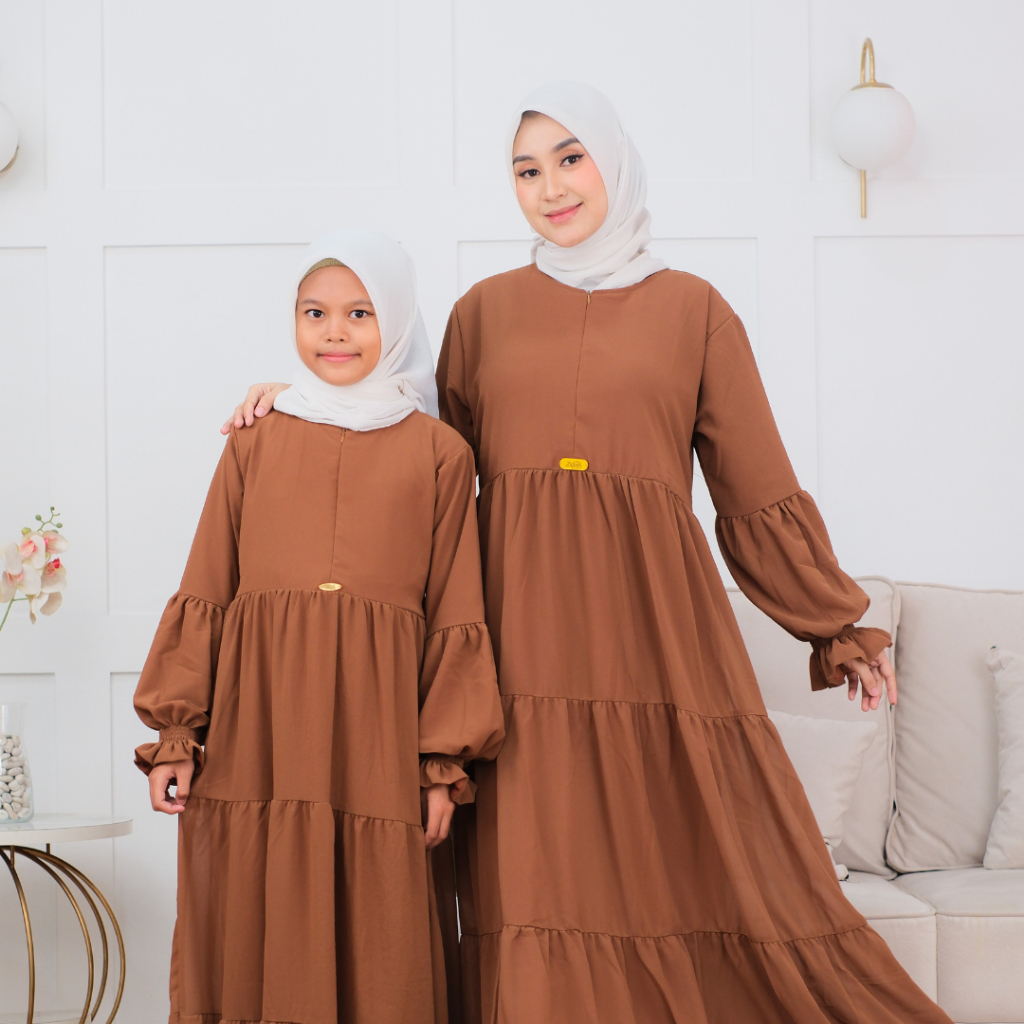 Jual Gamis Couple Ibu Anak Perempuan Moms And Kids Aishwa Bahan Ceruty ...