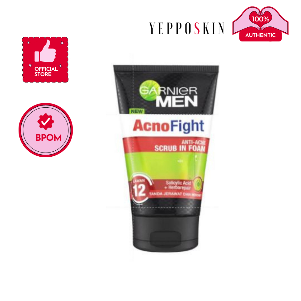 Jual Garnier Men Acno Fight Anti-Acne Scrub In Foam Cleanser | Shopee Indonesia