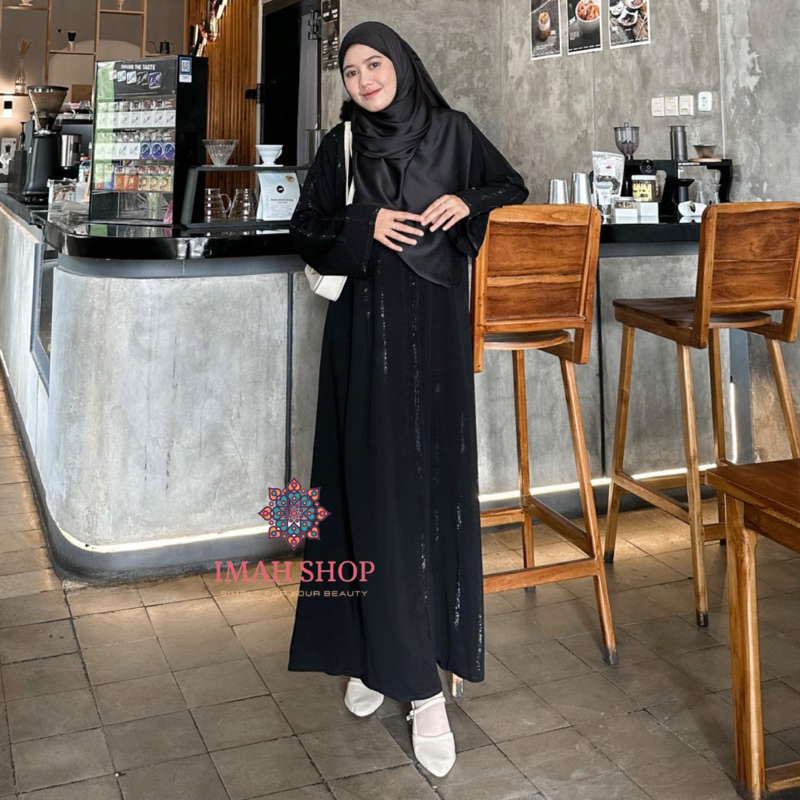 Jual Abaya Hitam Turkey Gamis Syari Muslimah Bahan Jetblack Hitam Kombinasi Mata Swarovski Imah ...