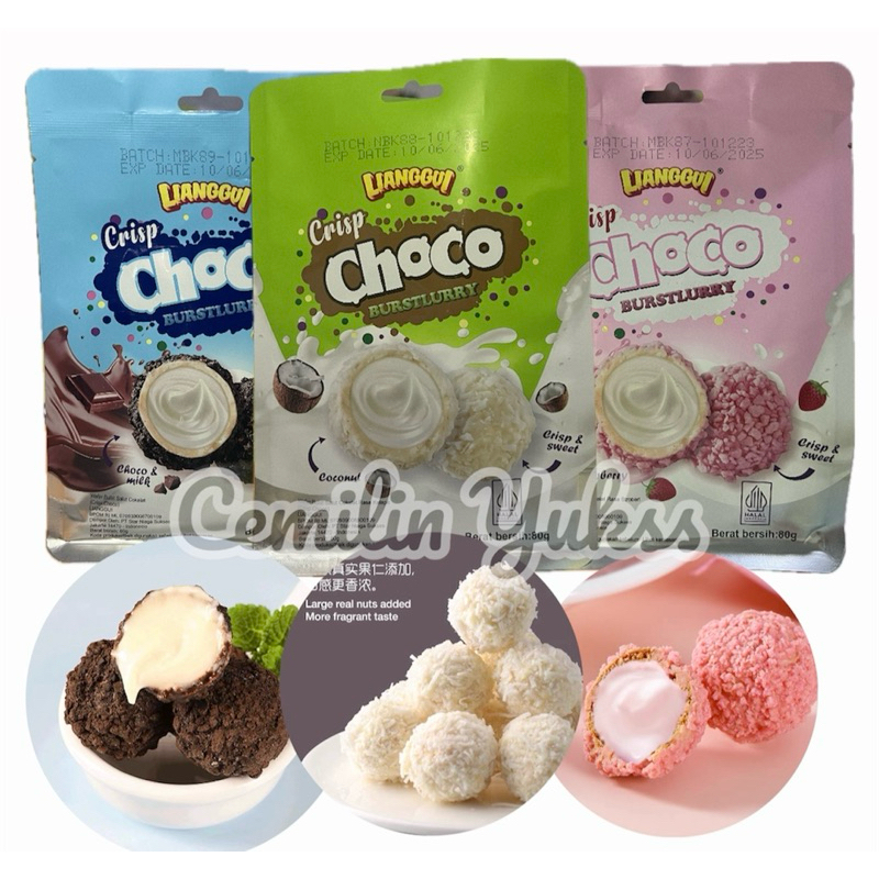 Jual Lianggui Crisp Choco Burstlurry Ball 80g Wafer Bulat Salut Cokelat ...