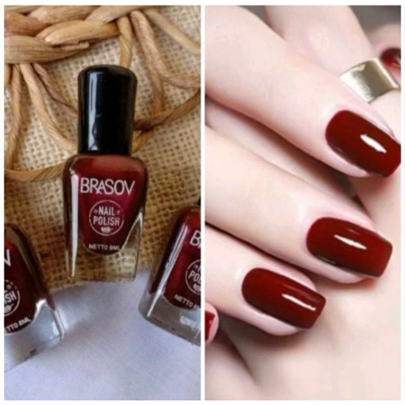 Jual Kutek Maroon Brasov / Nail Polish Merah Non peeloff BPOM | Shopee ...