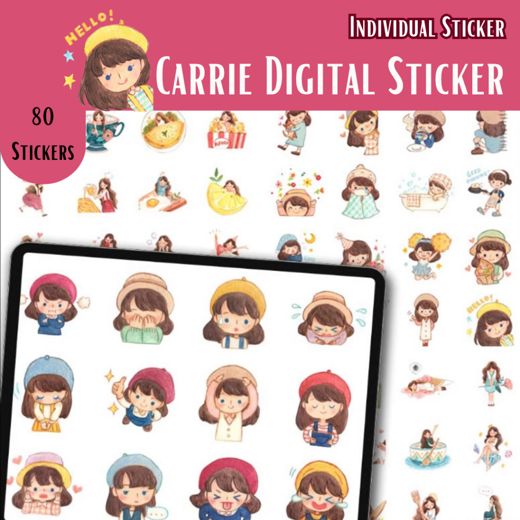 Jual Sticker Digital Individual Cute --- Carrie Digital Sticker ...