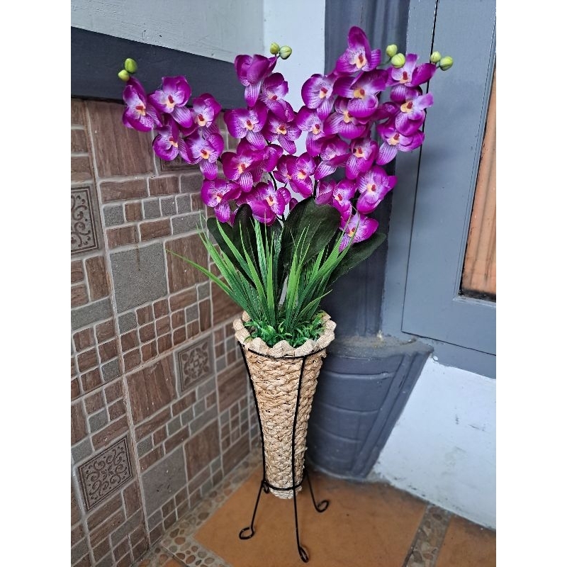 Jual Bunga Anggrek Artificial +pot pelepah anyam standing /Home ...