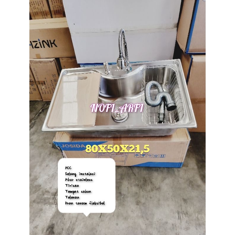 Jual Paket Komplit bak cuci piring 1 lubang UK 80X45X20 cm/Wastafel ...