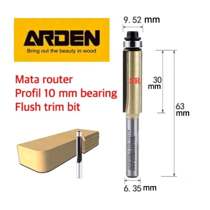 Jual Mata Router/ Profil 10mm Bearing/ Roda/ Straight Bit With Bearing ...