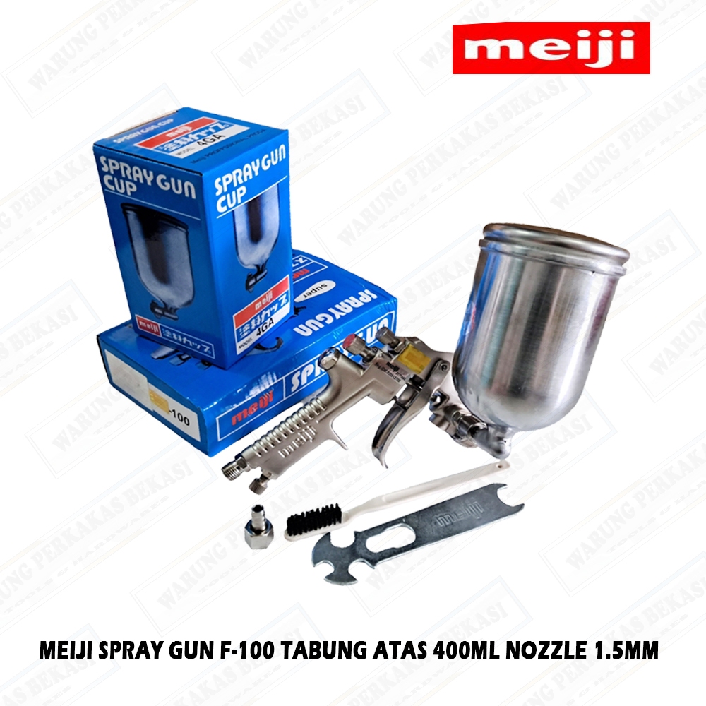 Jual Lengkap Meiji F100 Spray Gun Spet Alat Semprot Cat Set Tabung Atas 400ml F-100 | Shopee ...
