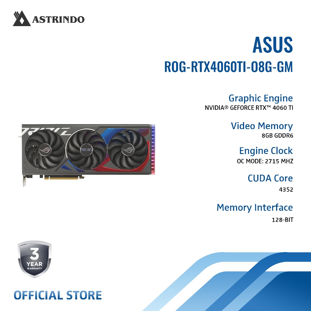 Jual Asus VGA ROG Strix GeForce RTX 4060 Ti 8GB GDDR6 Gaming | Shopee ...