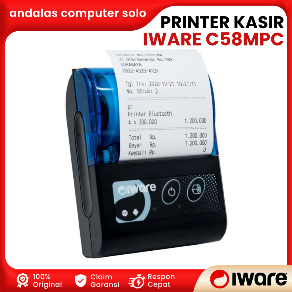 Jual Printer Bluetooth Thermal Mobile Iware C-58MPC C58MPC PRINTER ...