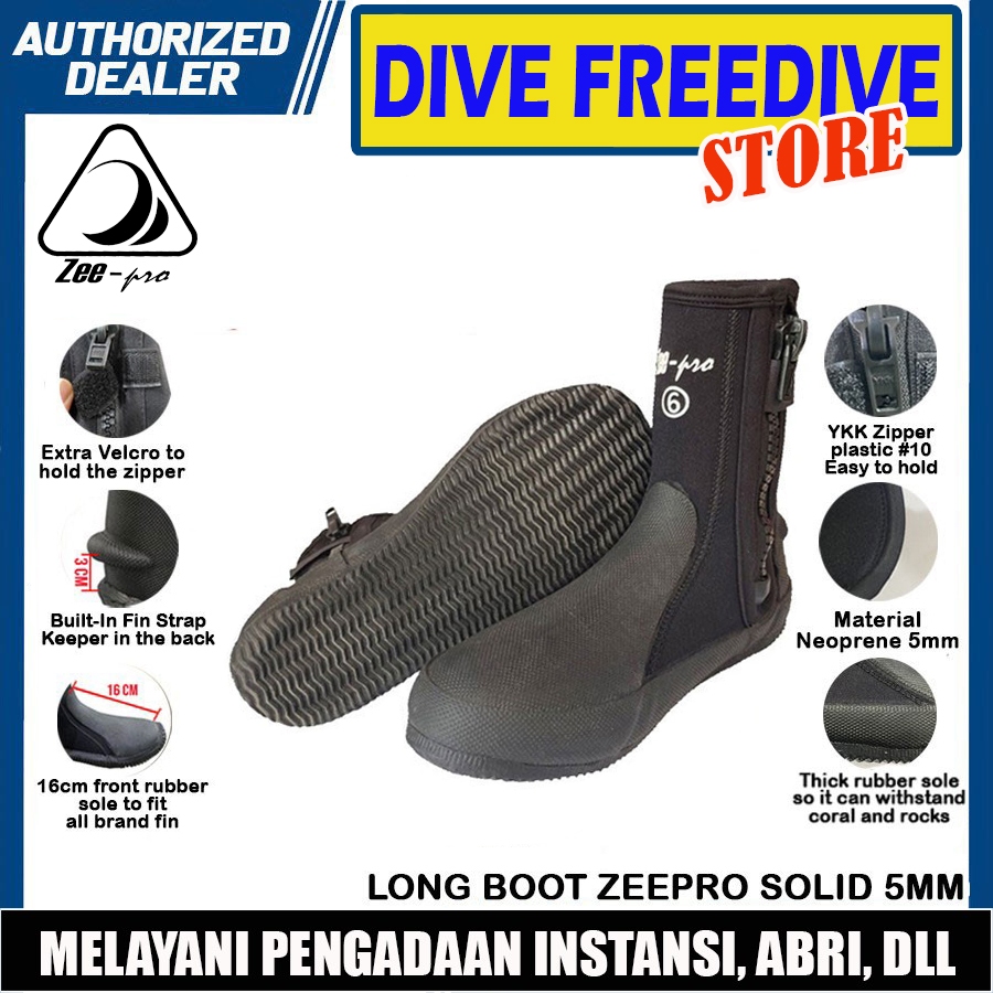 Jual Long Boot Booties Zeepro Solid Sole 5mm Sepatu Pantai Karang Coral ...