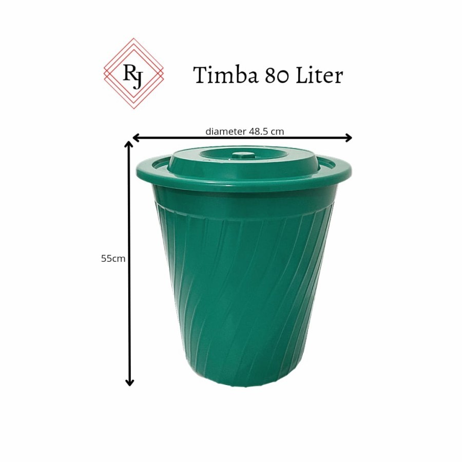 Jual GOJEK Ember Air Plastik / Tong Air Tutup | Timba Warna Hijau 80L ...