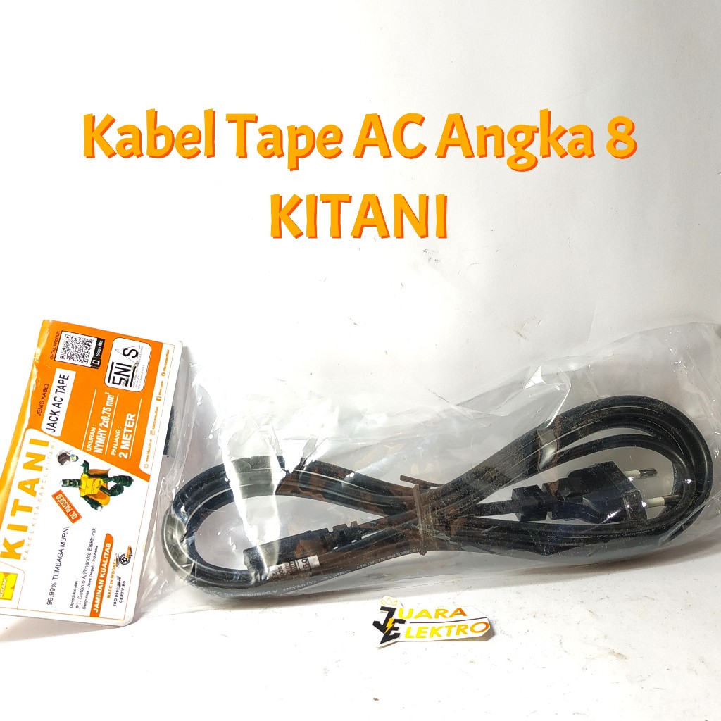 Jual Kabel Tape AC Angka 8 KITANI | Kabel Power Angka 8 Panjang 2 Meter | Shopee Indonesia