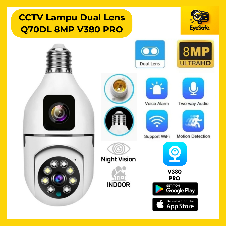 Jual CCTV Lampu Dual Lens 8MP bohlam WIFI IP Camera Wireless 360 ...