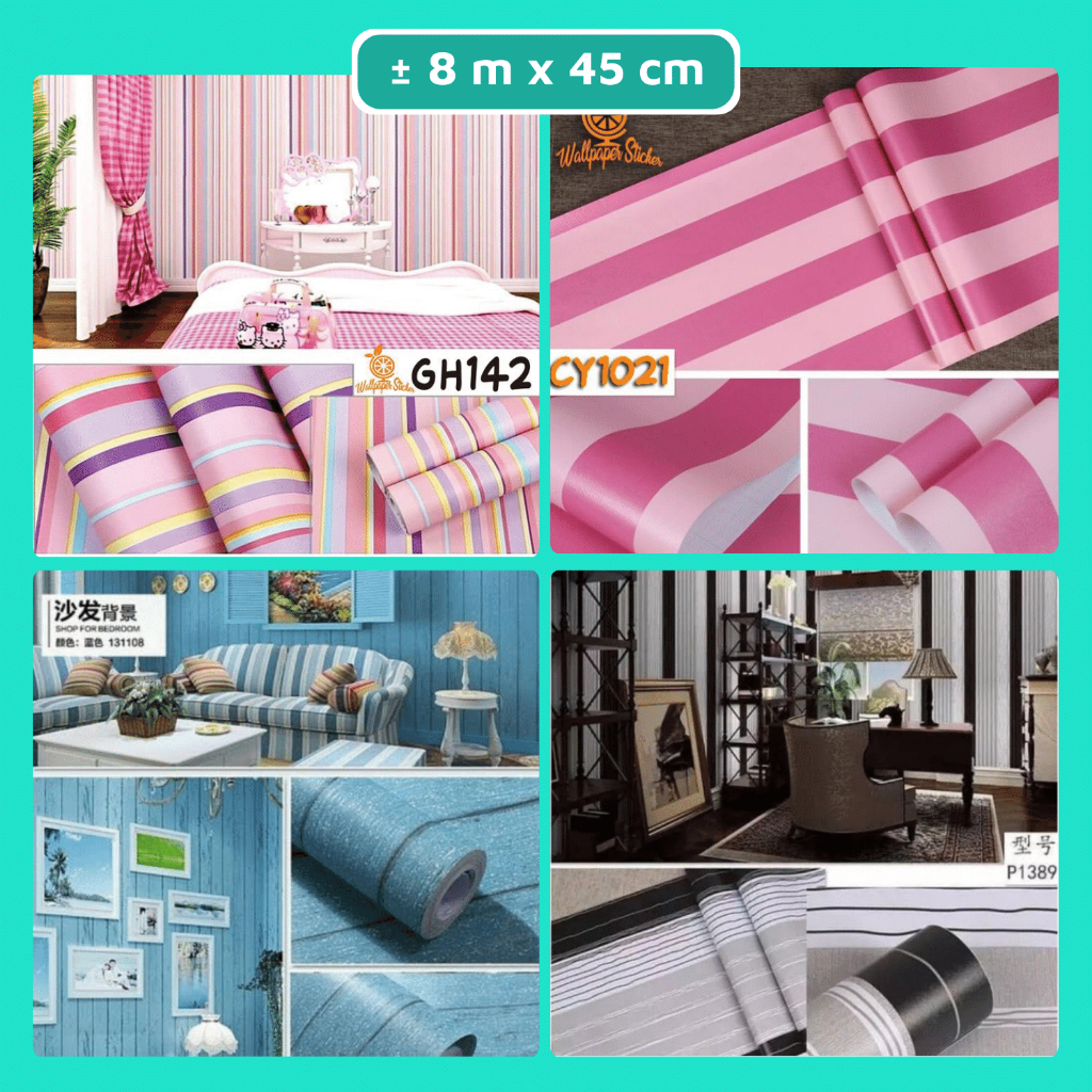 Jual Wallpaper Dinding Garis Wallpaper Dinding Kamar Ruang Tamu Motif Salur Pink Wallpaper ...