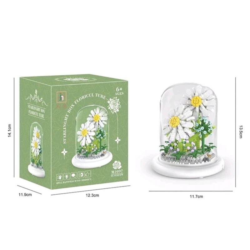 Jual Bricks Blok Bunga Lampu Balok Susun Hadiah Valentine Flower ...