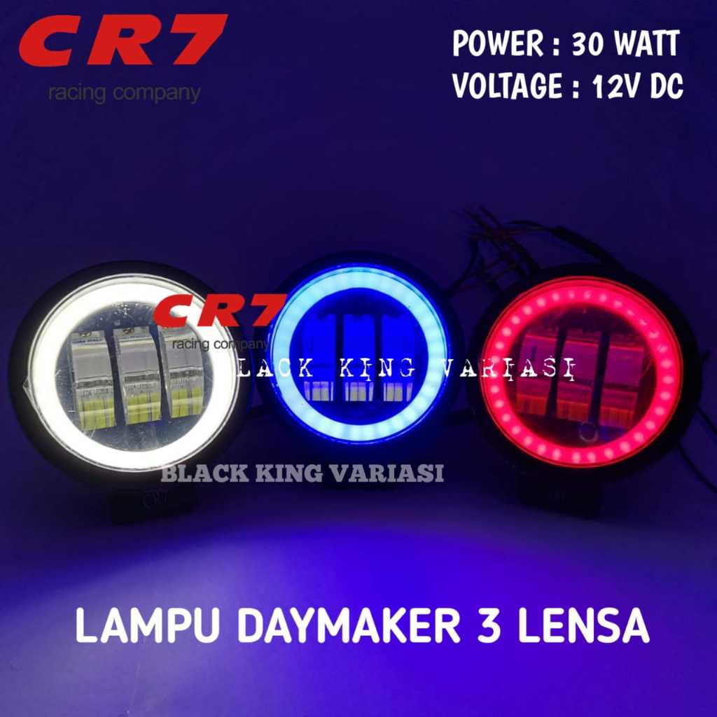 Jual Lampu Daymaker 3 Lensa Lampu Tembak Daymaker Mini Bulat 4D Lampu ...