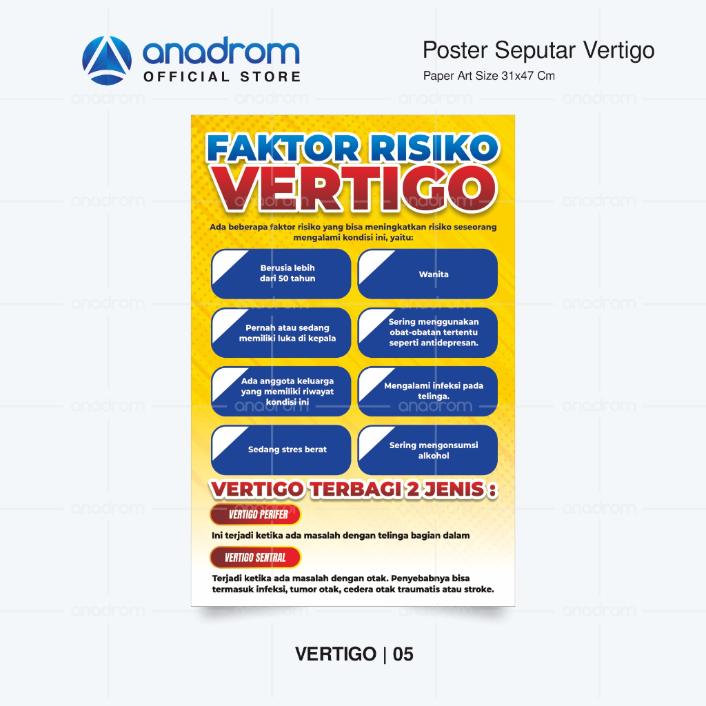 Jual Poster Seputar Penyakit Vertigo | Poster Promosi Kesehatan ...