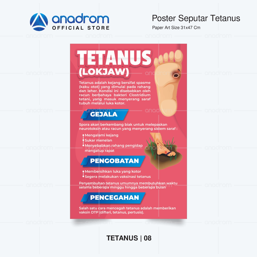 Jual Poster Apa Penyebab Tetanus | Poster Promosi Kesehatan | Anadrom ...