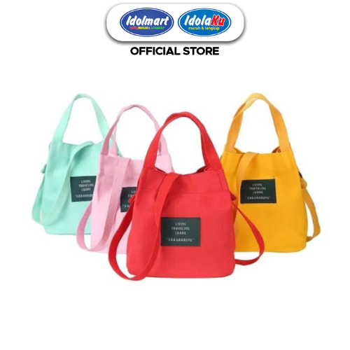 Jual IDOLMART Tas Selempang Mini Kanvas / Tas Tote Bag Living Traveling ...